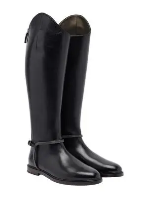 Brunello Cucinelli Monili Leather Knee-high Boots - Black