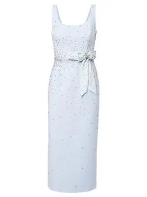 Carolina Herrera Bow-detail Crystal-embellished Midi Dress - Blue