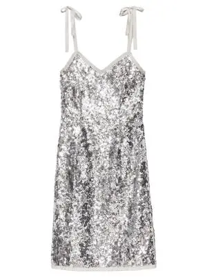 Prada Embroidered Sequin Dress - Silver