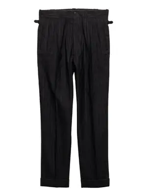 Prada Wool Blend Pinstriped Trousers - Black