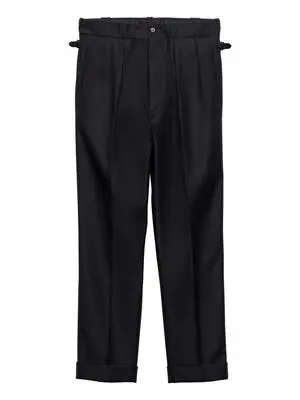 Prada Wool Blend Straight Leg Trousers - Navy