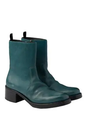 Prada Leather Booties - Astral Blue