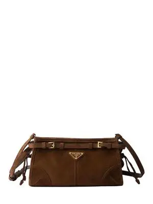 Prada Suede Shoulder Bag Cocoa Brown
