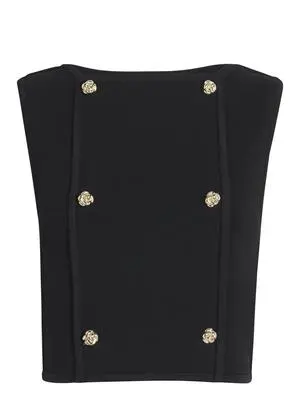 Sandro Button-embellished Cropped Sweater - Black