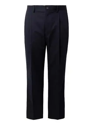 Mr P. Edward Pleated Straight-leg Organic Cotton-poplin Suit Trousers - Blue