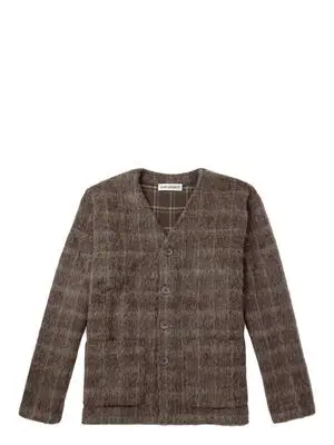 Our Legacy Checked Brushed-Knit Cardigan Brown