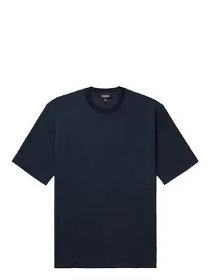 Zegna Cotton And Silk-blend Jersey T-shirt - Blue