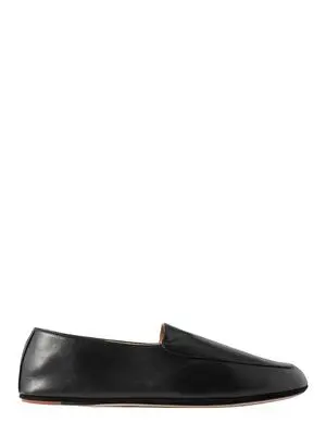 Loro Piana Anton Walk Leather Loafers Black