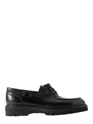 John Lobb Tide Glossed-leather Boat Shoes - Black