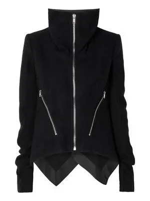 Rick Owens Satin-trimmed Boiled-wool Turtleneck Jacket - Black