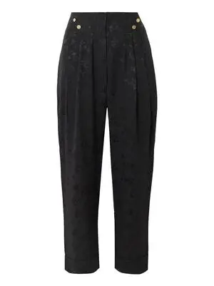 Maison Mayle Vali Embellished Pleated Tapered Pants - Black