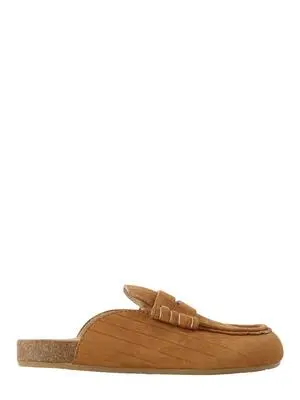 JW Anderson Stitch Ribbed Nubuck Mules Brown