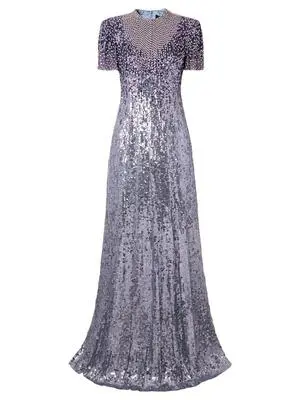 Jenny Packham Jourdain Embellished Tulle Gown - Purple