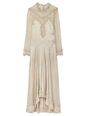 Isabel Marant Dolores Silk-blend Satin And Corded Lace Maxi Dress - Cream