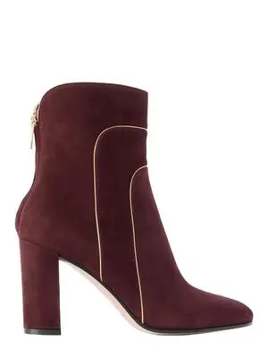 GIANVITO ROSSI 85 Metallic Leather-trimmed Suede Ankle Boots - Burgundy