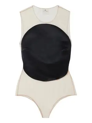 COURREGES Illusion Mesh And Duchesse-Satin Bodysuit