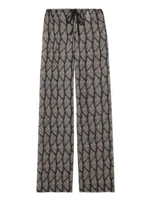 Dries Van Noten Devoré-velvet Straight-leg Pants - Brown