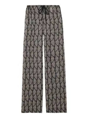 Dries Van Noten Dries Van Noten Devoré-Velvet Straight-Leg Pants Taupe