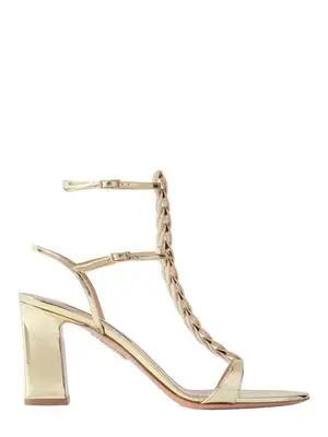 AQUAZZURA Destiny Gladiator 85 Braided Metallic Leather Sandals - Gold