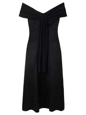 ABADIA Voile And Stretch-bamboo Jersey Midi Dress - Black