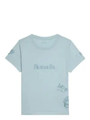 Zadig&Voltaire Round-neck Rhinestone-embellished T-shirt - Cloud