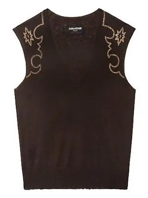 Zadig&Voltaire Rhinestone-embellished Cashmere Jumper - Dark Chocolate