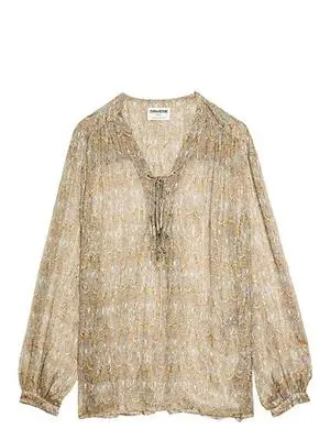 Zadig&Voltaire Tamela Metallic-stripe Chiffon Blouse - Cloud