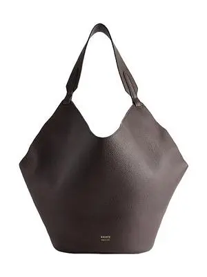 Khaite Lotus Large Leather Tote Bag - Espresso