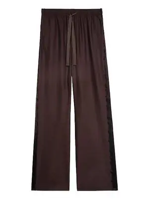 Zadig&Voltaire Satin-stripe Straight-leg Trousers - Dark Chocolate