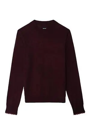 Zadig&Voltaire Cashmere Jumper With Frayed Trim - Burgundy