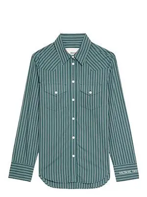 Zadig&Voltaire Thelma Striped Cotton-poplin Shirt - Emerald