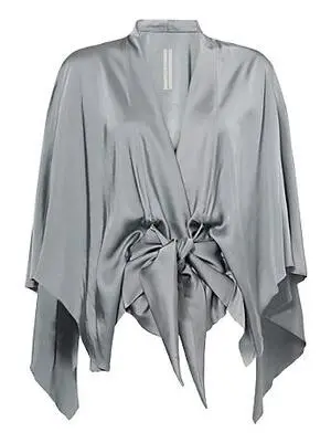 Rick Owens Draped Satin Top With Cape Sleeves - Washed Indigo