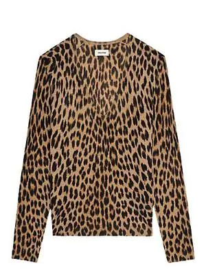 Zadig&Voltaire Rivy Leopard-print Cashmere Jumper - Daim