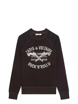 Zadig&Voltaire Rhinestone-embellished Cotton-blend Sweatshirt - Dark Chocolate