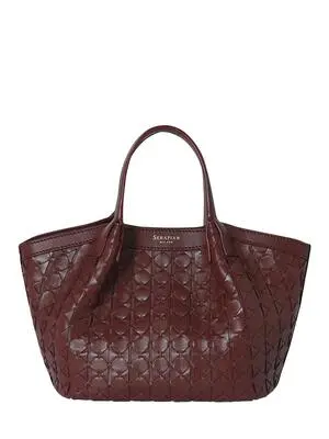 SERAPIAN Secret Mini Mosaic Leather Top-handle Bag - Rosewood