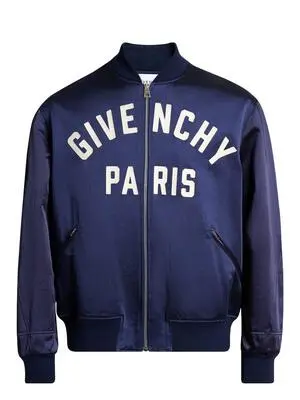 Givenchy Satin Logo Bomber Jacket Navy