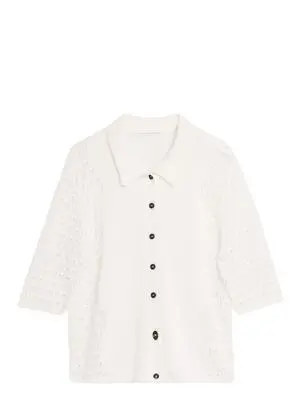 Maria Mcmanus Lace Knit Polo Cardigan - Milk White