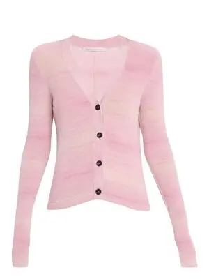 Maria Mcmanus Featherweight Cashmere Slim V-neck Cardigan - Space Dye Pink