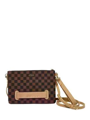 SPRAYGROUND Shark-checkered Clutch Bag - Brown