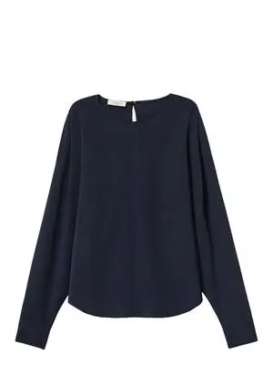 Lafayette 148 New York Organic Silk Georgette Blouse - Blue Ink