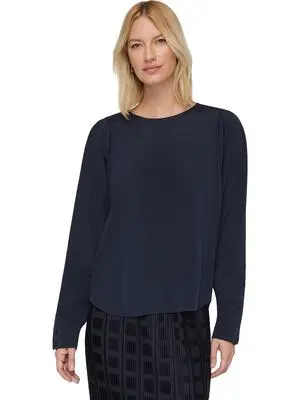 Lafayette 148 New York Organic Silk Georgette Blouse - Blue Ink