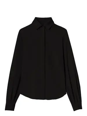 Lafayette 148 New York Organic Silk Stretch Georgette Pleated Blouse - Black