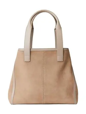 Lafayette 148 New York Small Suede And Leather L Tote - Hickory