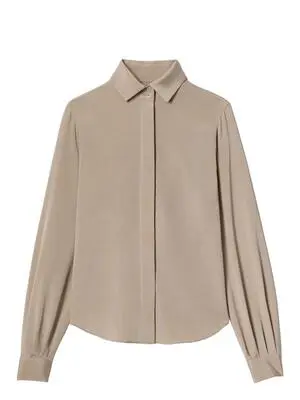 Lafayette 148 New York Organic Silk Georgette Blouse - Hickory