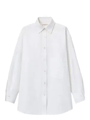 Lafayette 148 New York Organic Cotton Poplin Oversized Shirt - White