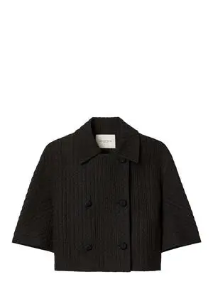 Lafayette 148 New York Houndstooth Jacquard Cropped Jacket - Black