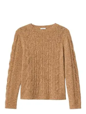 Lafayette 148 New York Cashmere Donegal Cable Knit Sweater - Cammello Multi