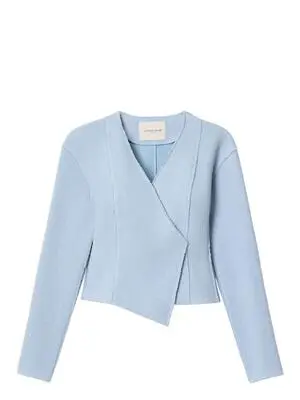 Lafayette 148 New York Asymmetric Cotton Dobby Jacket - Bluebell