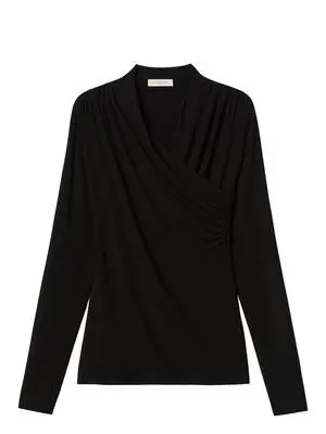 Lafayette 148 New York Jersey Wrap Top - Black