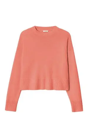 Lafayette 148 New York Cashmere Cropped Crewneck Sweater - Altrosa Pink
